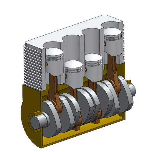 4 stroke engine 3d animation