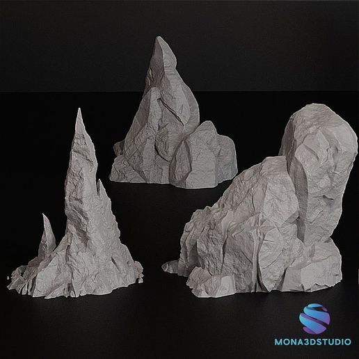 🪨 Realistic Rock Set for Miniatures | 10 STL Models (Small, Medium ...