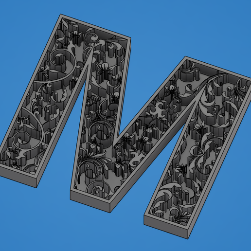 💒 Decorated letter M・ STL File for 3D printing・Cults