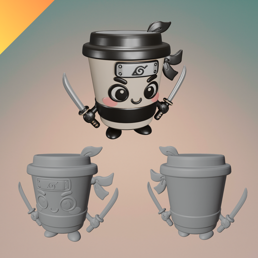 🥷 Cappuccino Assassino 3D Model STL – Ninja Coffee Mug Meme Character ...