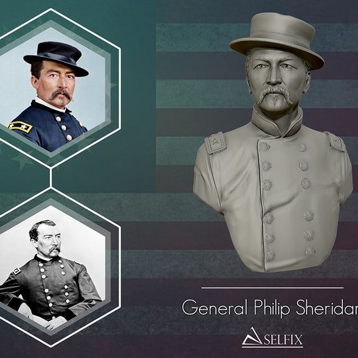 👤 General Philip Sheridan bust sculpture 3D print model・ STL File for ...