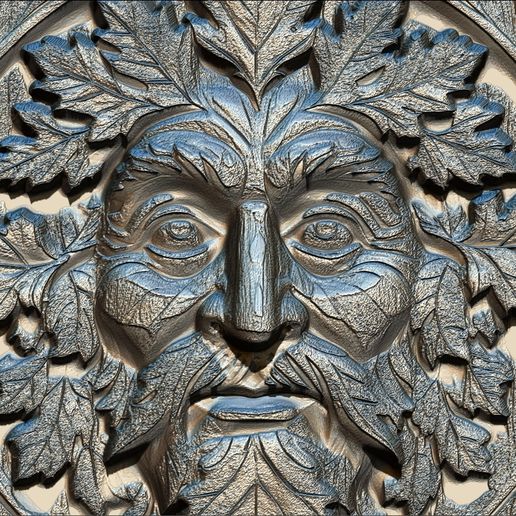 STL file "Green Man Leafy Face Relief - 3D Model for CNC and 3D ...