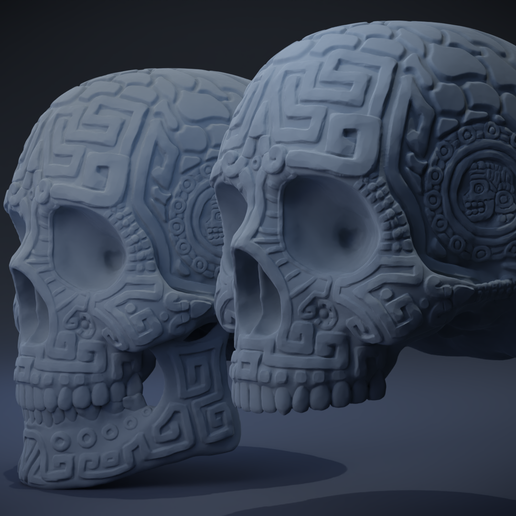 💀 Aztec Skull version 1・ STL File for ・Cults