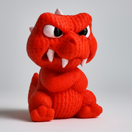 🦖 Grumpy Knitted T-Rex Dinosaur - Angry Cute Animal・Free 3D File for ・Cults