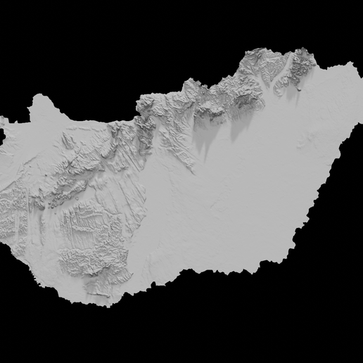 🗺️ Topographic Map of Hungary – 3D Terrain・ 3D File for 3D printing・Cults