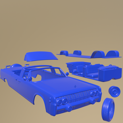 STL file Lincoln Continental X-100 1961 PRINTABLE CAR IN SEPARATE PARTS ...
