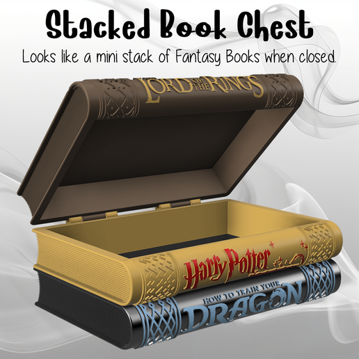 📚 Fantasy Book Stack Chest・ STL File for 3D printing・Cults