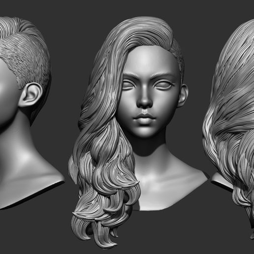♀️ 45 Female hair collection ZTL OBJ STL・ 3D File for 3D printing・Cults
