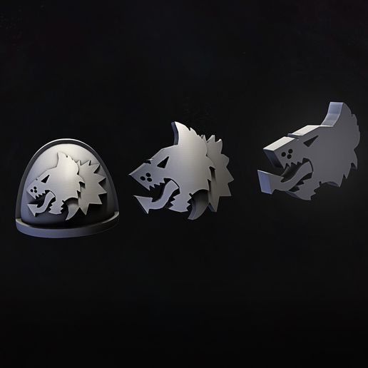 🐺 Wolf pauldron and symbols・ STL File for 3D printing・Cults