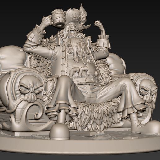 💬 One Piece Anime Blackbeard Marshall D Teach with Throne STL 3D print ...