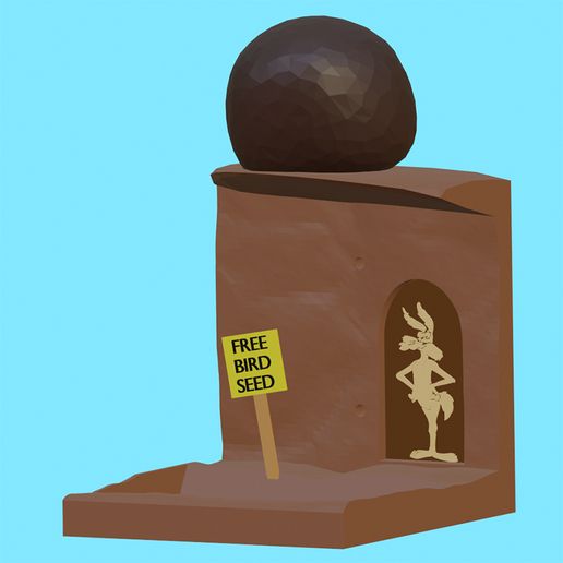 🆓 "Free Bird Seed" Coyote Roadrunner Themed Bird Feeder・ STL File for ...