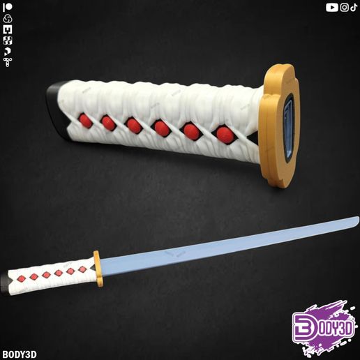 🎨 Retractable Katana・ 3D File for 3D printing・Cults