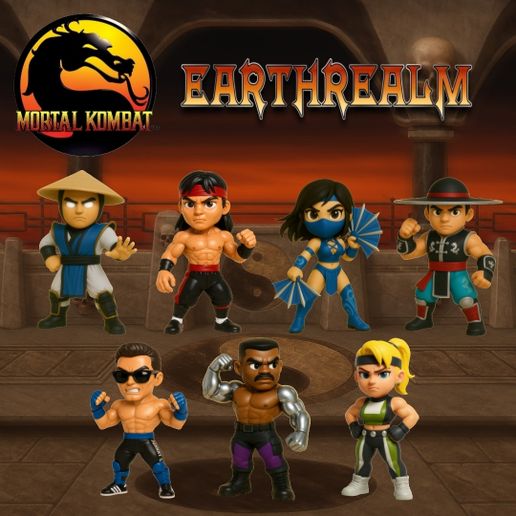 🕹 Earthrealm Fighters Pack STL - Mortal Kombat Chibi Figures x 7 units ...