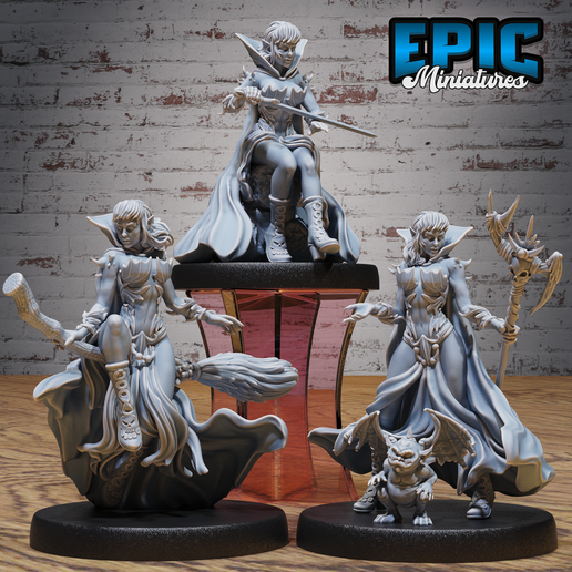 3D file Elf Warlock Female Set ‧ DnD Miniature ‧ Tabletop Miniatures ...