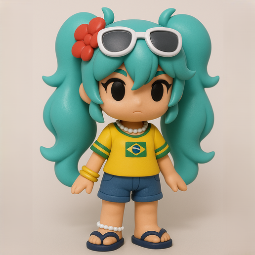 🇧🇷 Brazilian Hatsune Miku - Chibi Style 3D Printable Figurine・ STL File ...