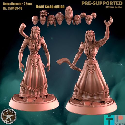 ♀️ Undead Warlock Female Two Models・ 3D File for 3D printing・Cults