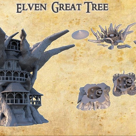 STL file Elven Great Tree 28 mm Tabletop Terrain 🧝 ・3D printable model ...