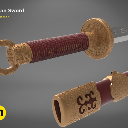 🗡️ Mulan Sword and Sheath・ 3D File for ・Cults