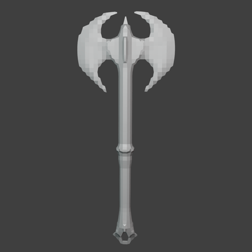 OBJ file Untextured Double-Bladed Battle Axe 3D Model Base Mesh ...