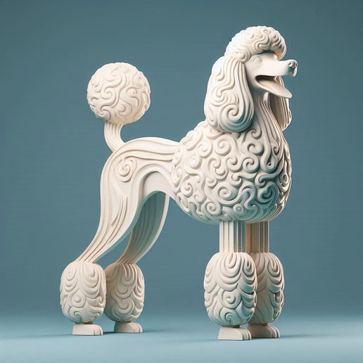 🤣 1512 Laughing Poodle Totem - Full-Body Colorful 3D Model, pug ...