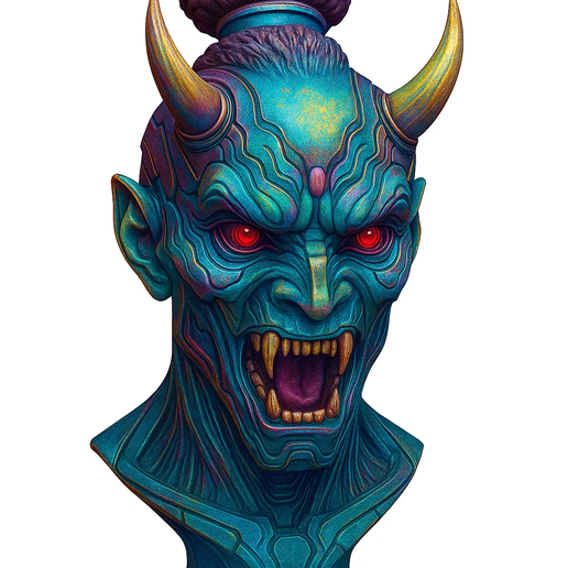 💇 Oni Mask "Kurogami no Himei" (The Cry of the Black Hair)・ STL File ...