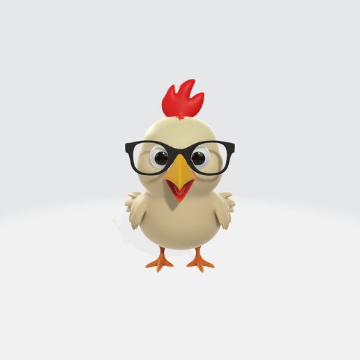 🐔 Cartoon Chicken with Glasses・ 3D File for 3D printing, CNC machining ...