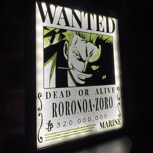 🖼️ RORONOA ZORO POSTER - ONE PIECE | LED FRAME・ STL File for 3D ...