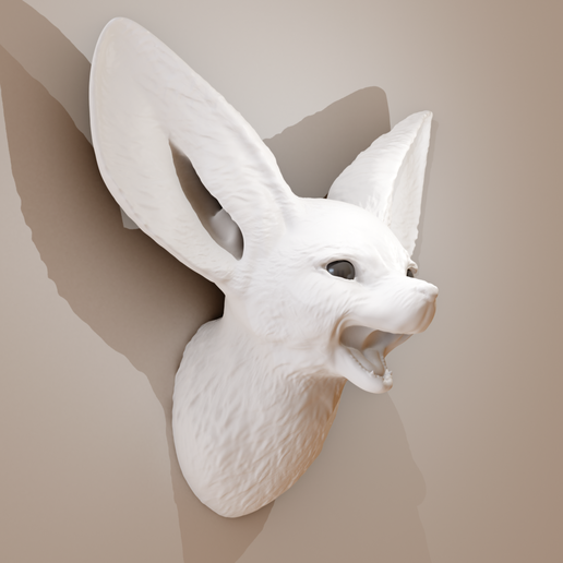 🦊 Fennec fox head screaming wall mount stl・ STL File for 3D printing・Cults