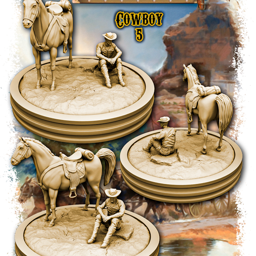 STL file Wild West Miniatures - Sitting cowboy and his horse 🤠 ・3D ...