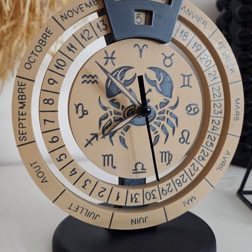 ♋ ASTROLOGY CANCER calendar clock(Fr/Eng)・ STL File for 3D printing・Cults