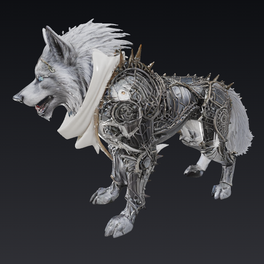 🐺 Cyberwolf Guardian - Mechanical Wolf Warrior Figurine for 3D Printing ...