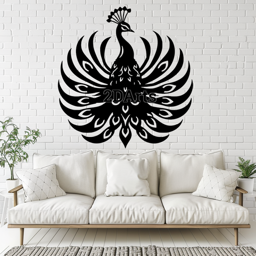 🦚 Peacock 2D Wall Art/Window Art - Digital STL & SVG File・ STL File for ...