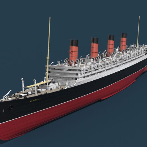 🌊 RMS AQUITANIA Cunard ocean liner model kit・Archivo STL para Impresión ...