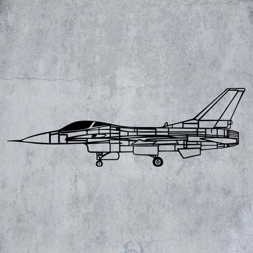 STL file F-16 FIGHTING FALCON #3 | 2D WALL ART 🎨 ・Model to download and ...
