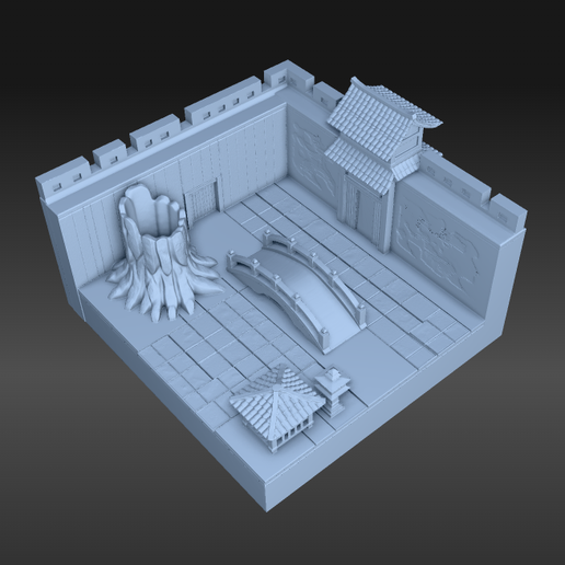 🏰 Patio modular de castillo de Asia Oriental - Sección de muro de ...