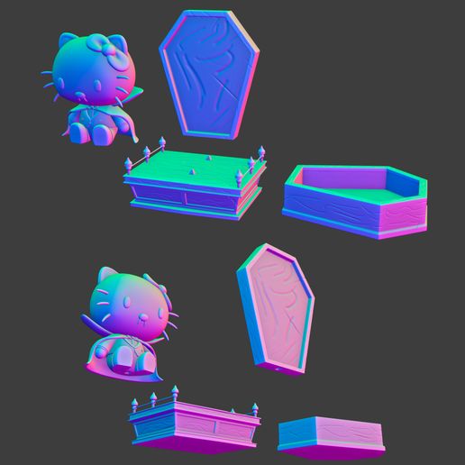 STL file Hello Kitty Halloween vampire 👋 ・Model to download and 3D ...