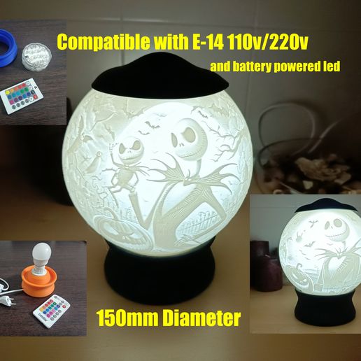 🎃 HALLOWEEN Nightmare Before Christmas LITHOPHANE NIGHT LIGHT LAMP・ STL ...