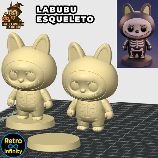 💀 Labubu Skelett / Labubu Skeleton - Halloween 3D Figur Retro Infinity ...