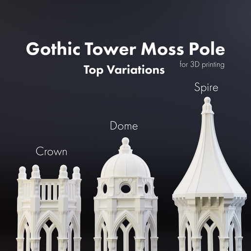 🪞 Gothic Tower Stackable Self-Watering Moss Pole・ 3D File for 3D printing・Cults