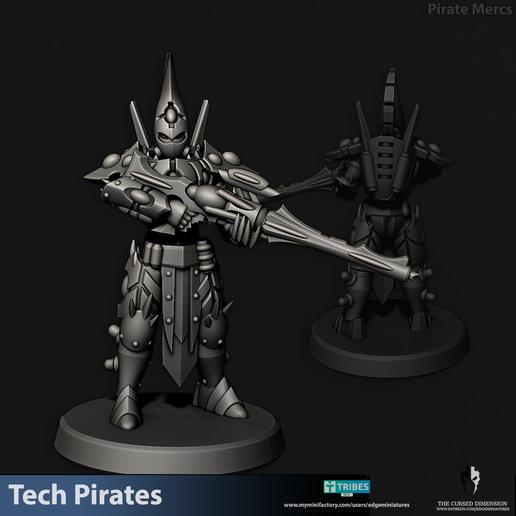 🏴‍☠️ Pirate Mercs - Tech Pirates - 28mm・ 3D File for 3D printing・Cults