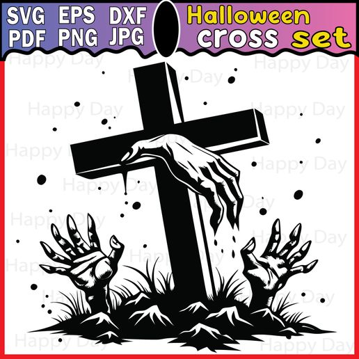 🎃 187 Halloween CROSS bundle file size(zip-428 MB) SVG, EPS,DXF,PDF,PNG ...