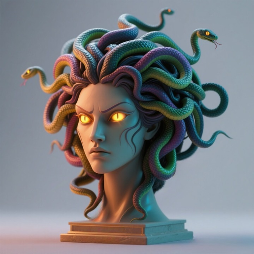 🎨 3321 Medusa Gorgon Head Color 3D Model, Halloween, fox, spider, troll ...