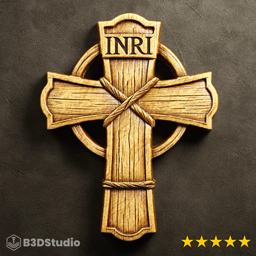 INRI Cross Relief High Detail 3D Model: CNC Laser & 3D Print STL File + 4K TIF Grayscale Image ...