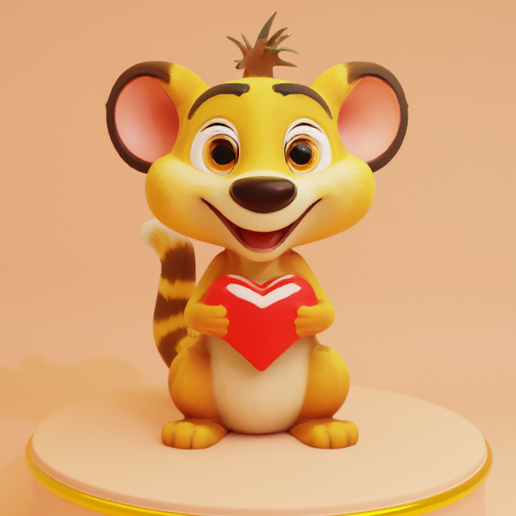 STL file Timon Holding Heart 💜 (OBJ)・Model to download and 3D print・Cults
