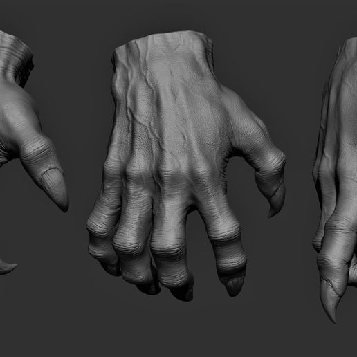 👹 3 Creature hand poses・ 3D file for ・Cults