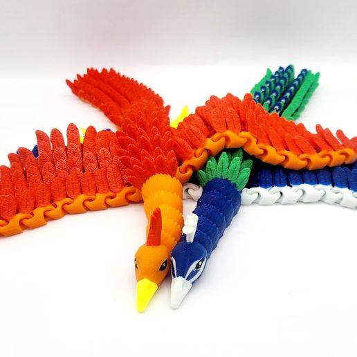 🦅 FLEXI PHOENIX & PEACOCK・ STL File for 3D printing・Cults