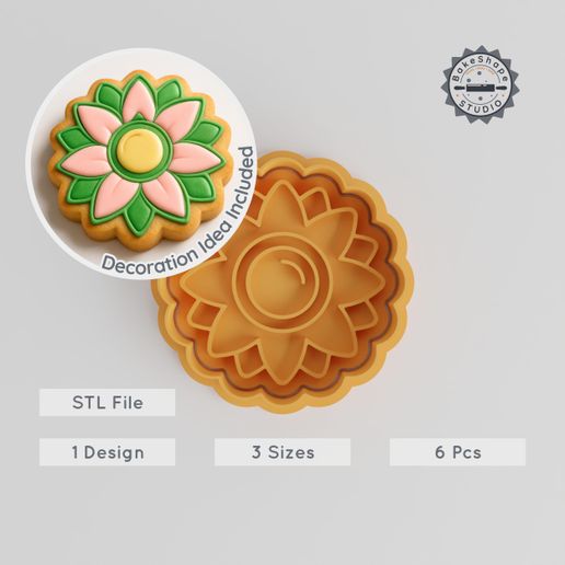 🚰 Water Lilly Cutter & Stamp Set, Fondant & Cookie Tool, Pond Flower ...