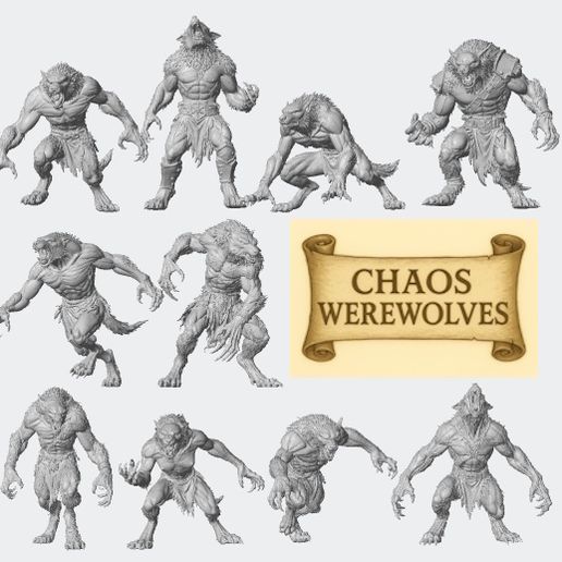 🐺 Chaos Werewolves・ STL File for 3D printing・Cults