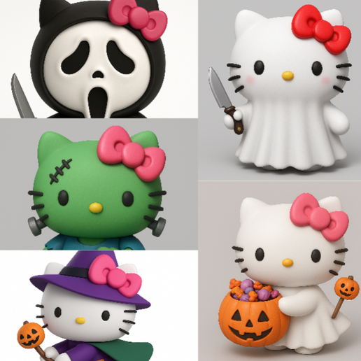 👋 Hello Kitty Halloween Collection : Pack of 5 Special Edition 3D ...