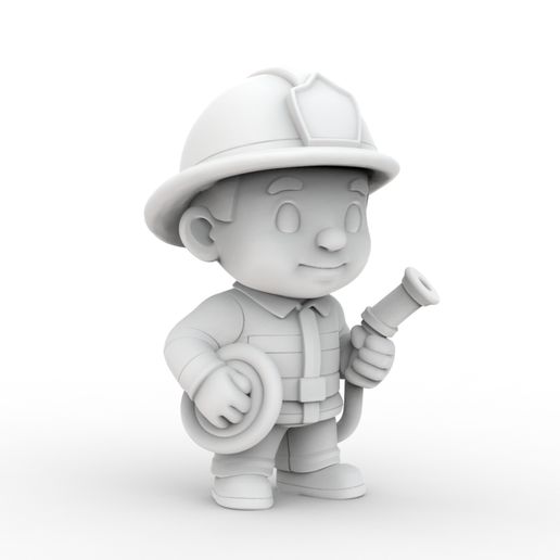 🧑‍🚒 Cartoon Firefighter 3D Printable 3D print model・ STL File for 3D ...